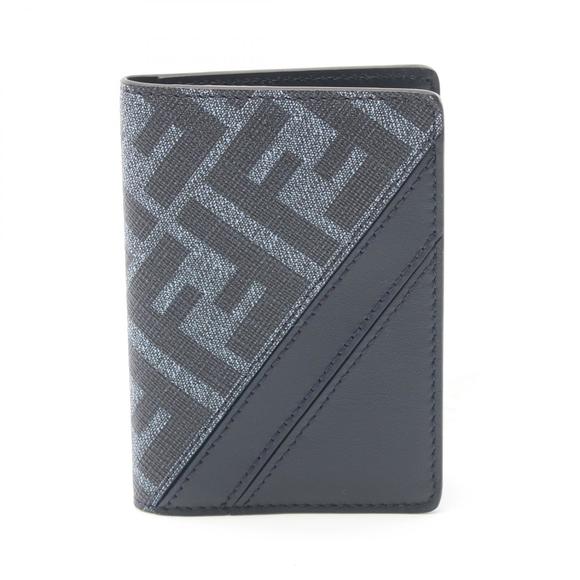 Fendi | Bags | Fendi Diagonal Card Case Canvas Leather Navy Blue | Poshmark